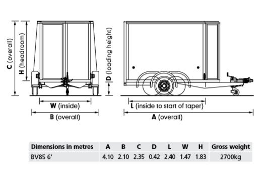 Ifor Williams Trailers Ifor Williams BV85G 6' H/R RAMP/DOORS 165R13 Box ...